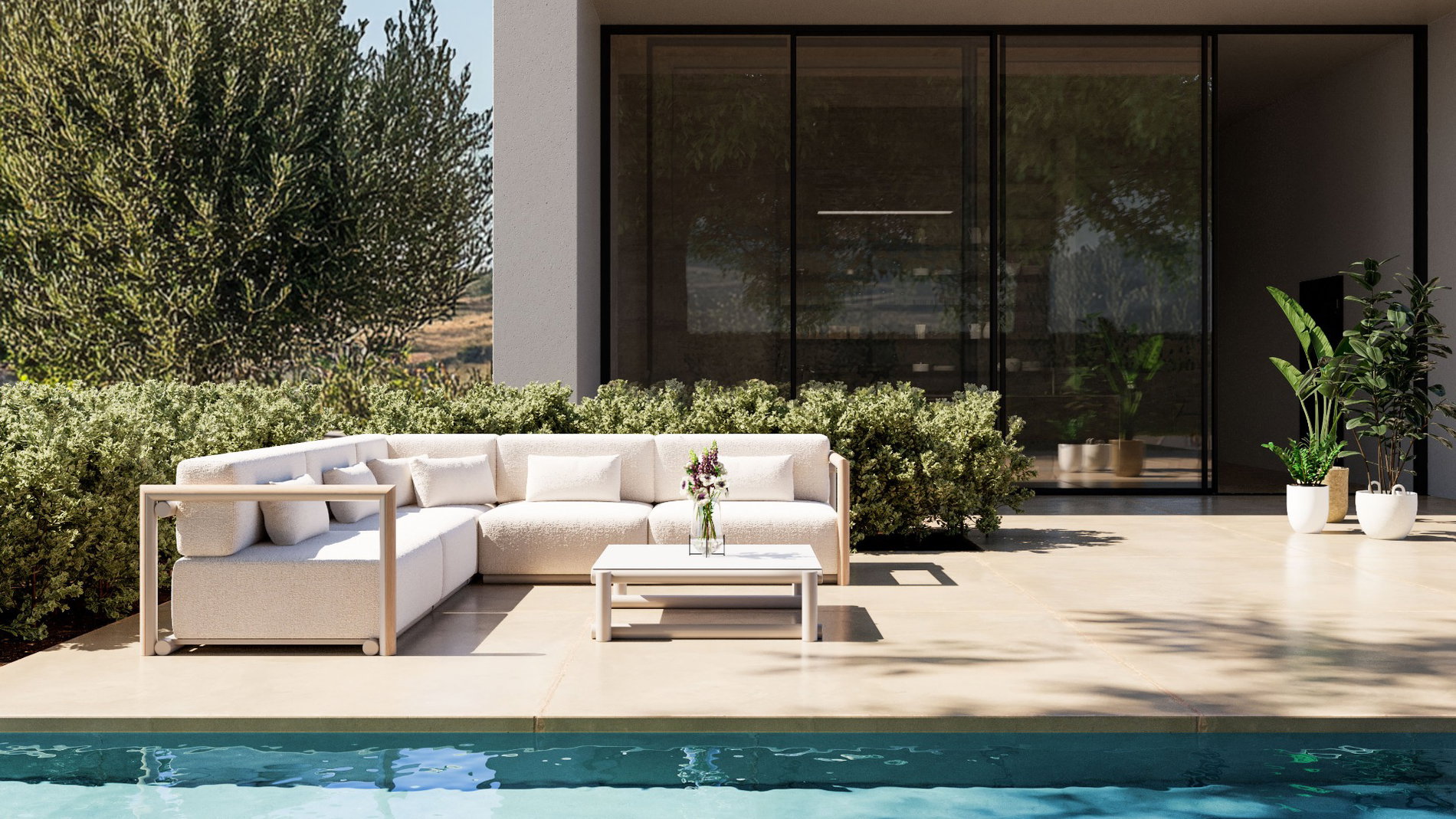 Garten Sofagarnitur Terra L · Alu Champagne & Teak · artelia.at